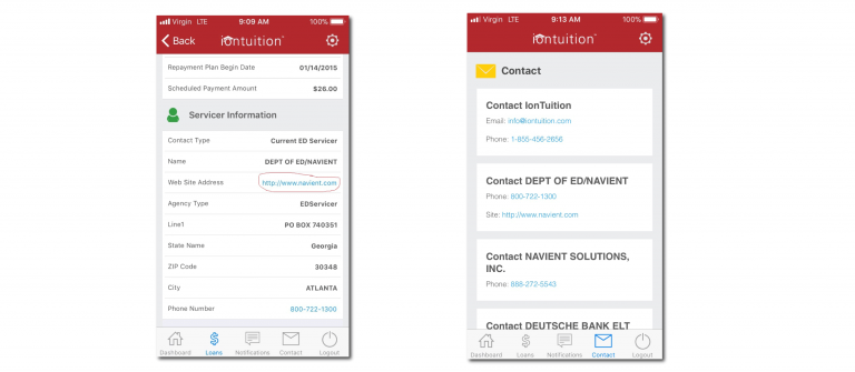 screenshots | IonTuition | Student Loan Repayment Technology